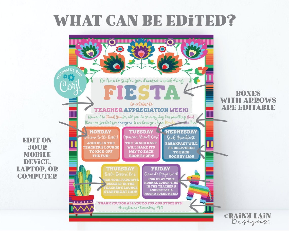 Editable Teacher Appreciation Week Schedule Teacher - Etsy