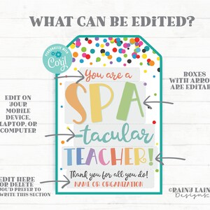 Spa-tacular Gift Tags, Editable Spa Day, Beauty, Nails, Facial, Mask ...