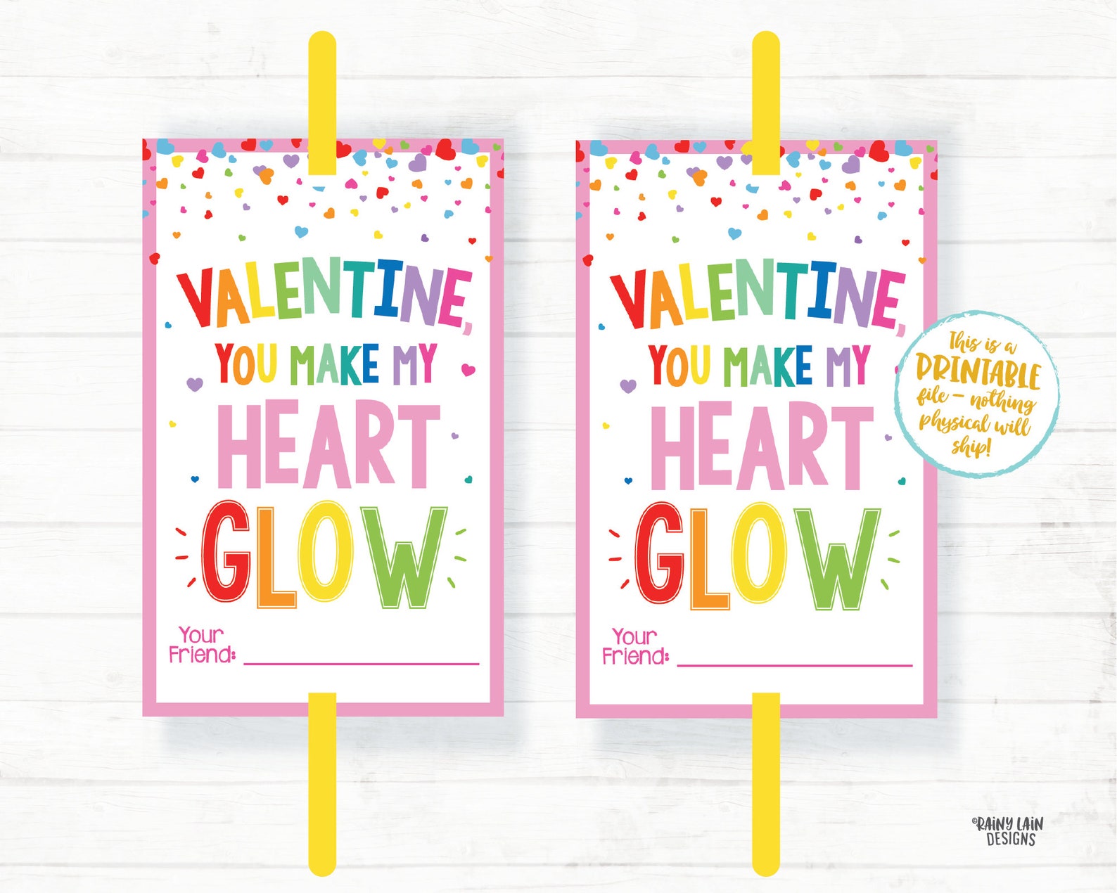 Valentine You Make My Heart Glow Valentine Glow Stick, Preschool ...