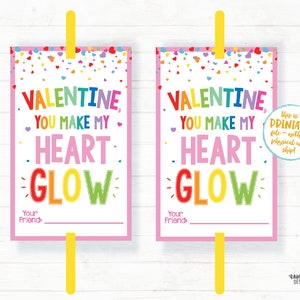 Valentine You Make My Heart Glow Valentine Glow Stick, Preschool ...