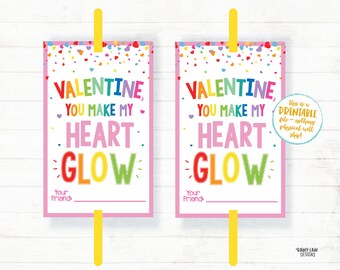 EDITABLE Valentine's Day Glow Stick Tags INSTANT - Etsy