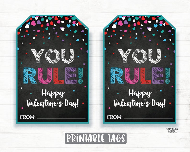 You Rule Valentine Ruler Valentine Tags Chalkboard - Etsy