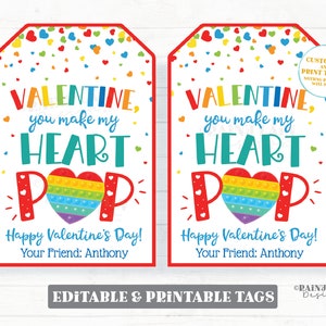 You Make My Heart Pop Tag, Valentine's Day Fidget Toy Gift Tag, Pop ...