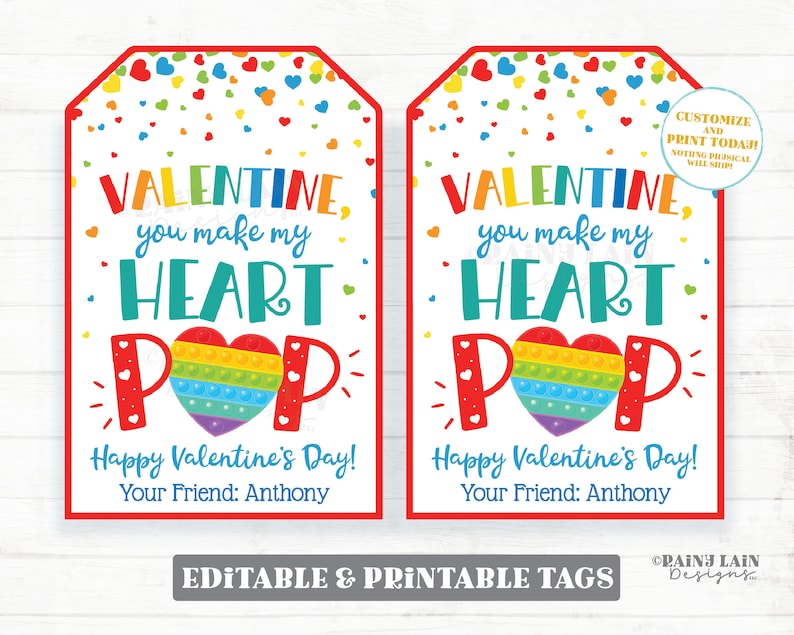 You Make My Heart Pop Tag Valentine's Day Fidget Toy Gift - Etsy