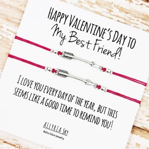 Set of Two Charm Friendship Bracelets With "happy Valentine's Day" Card ...