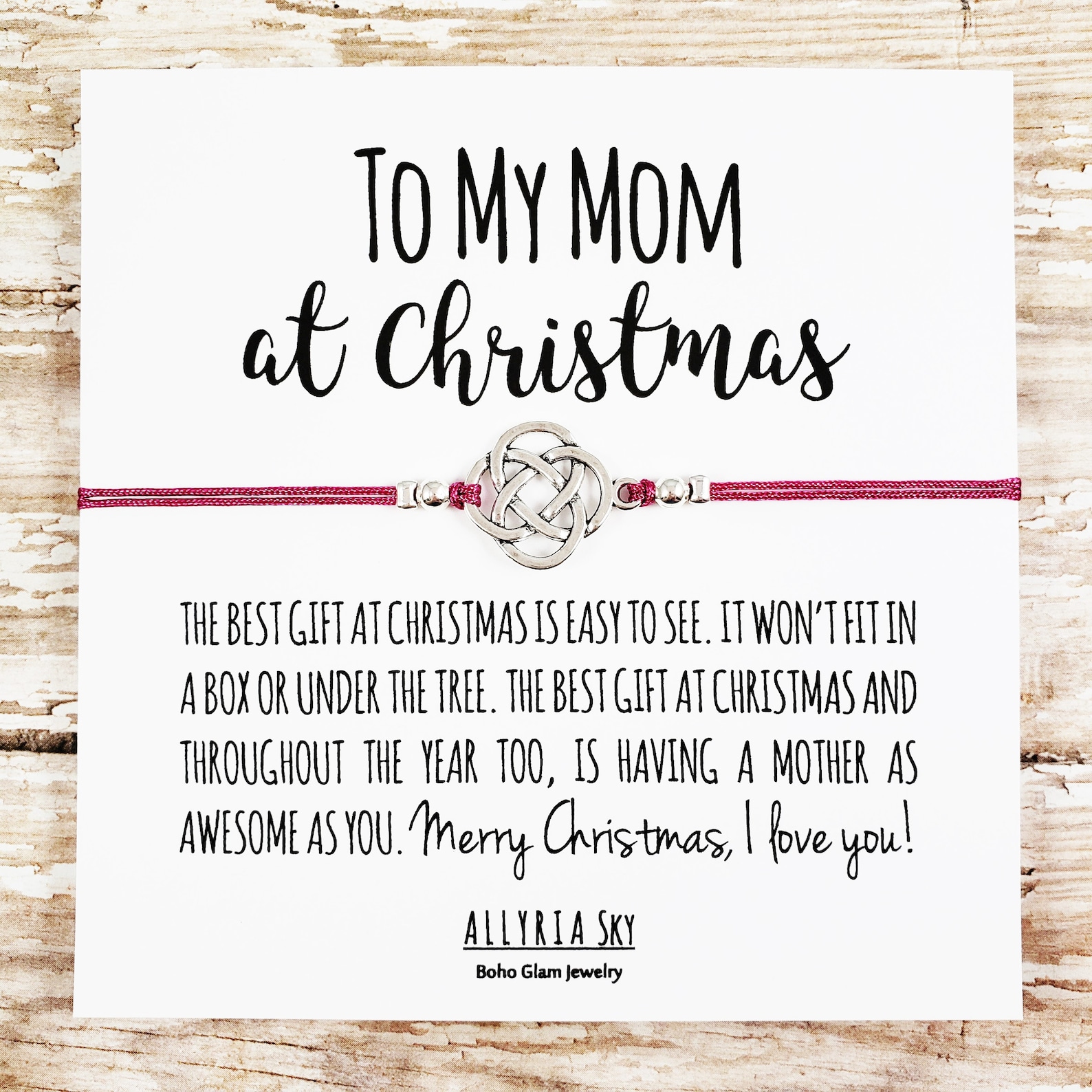 Friendship Bracelet With "to My Mom" Christmas Card | Mom, Mother ...