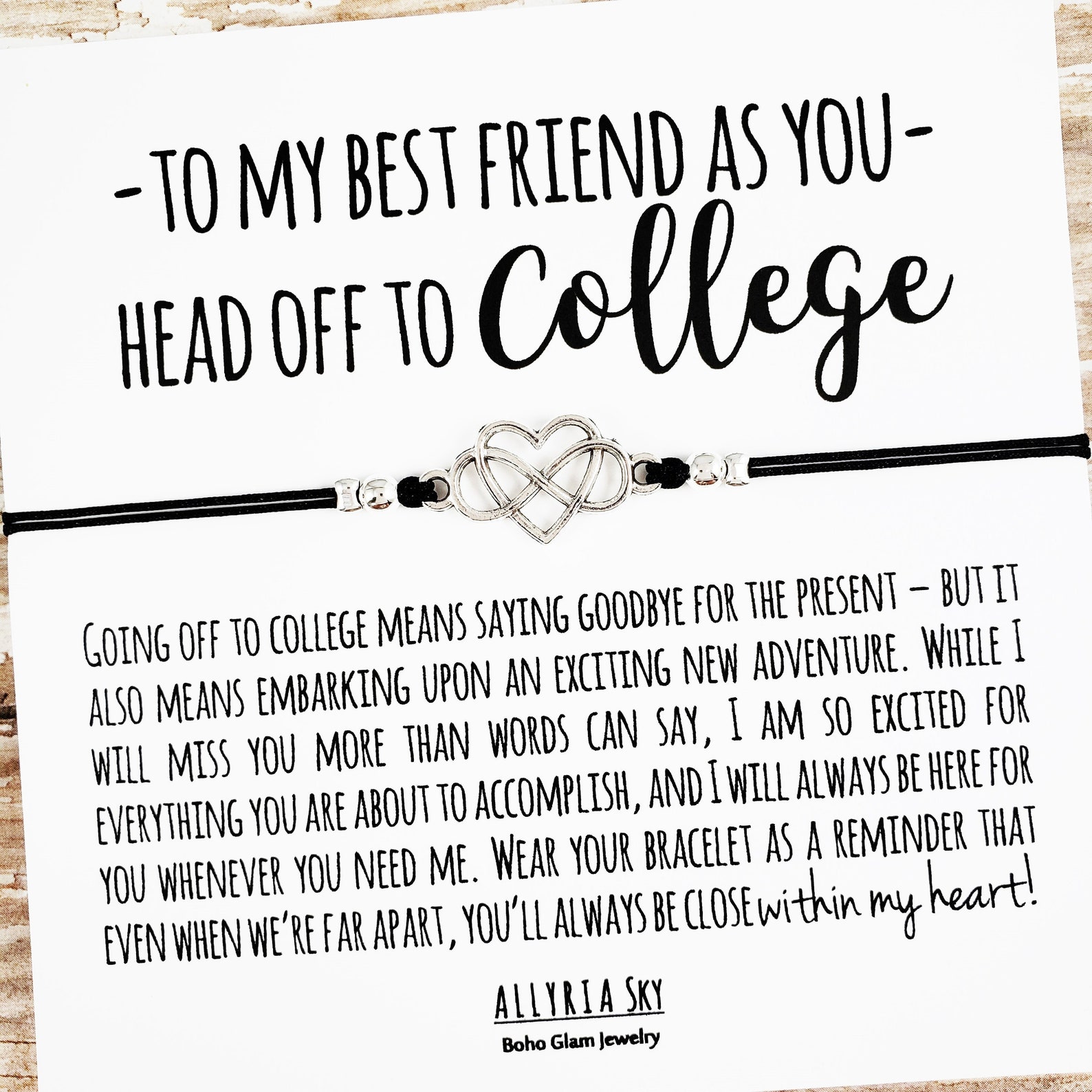 Friendship Bracelet With Best Friend "off to College" Card, Best Friend ...