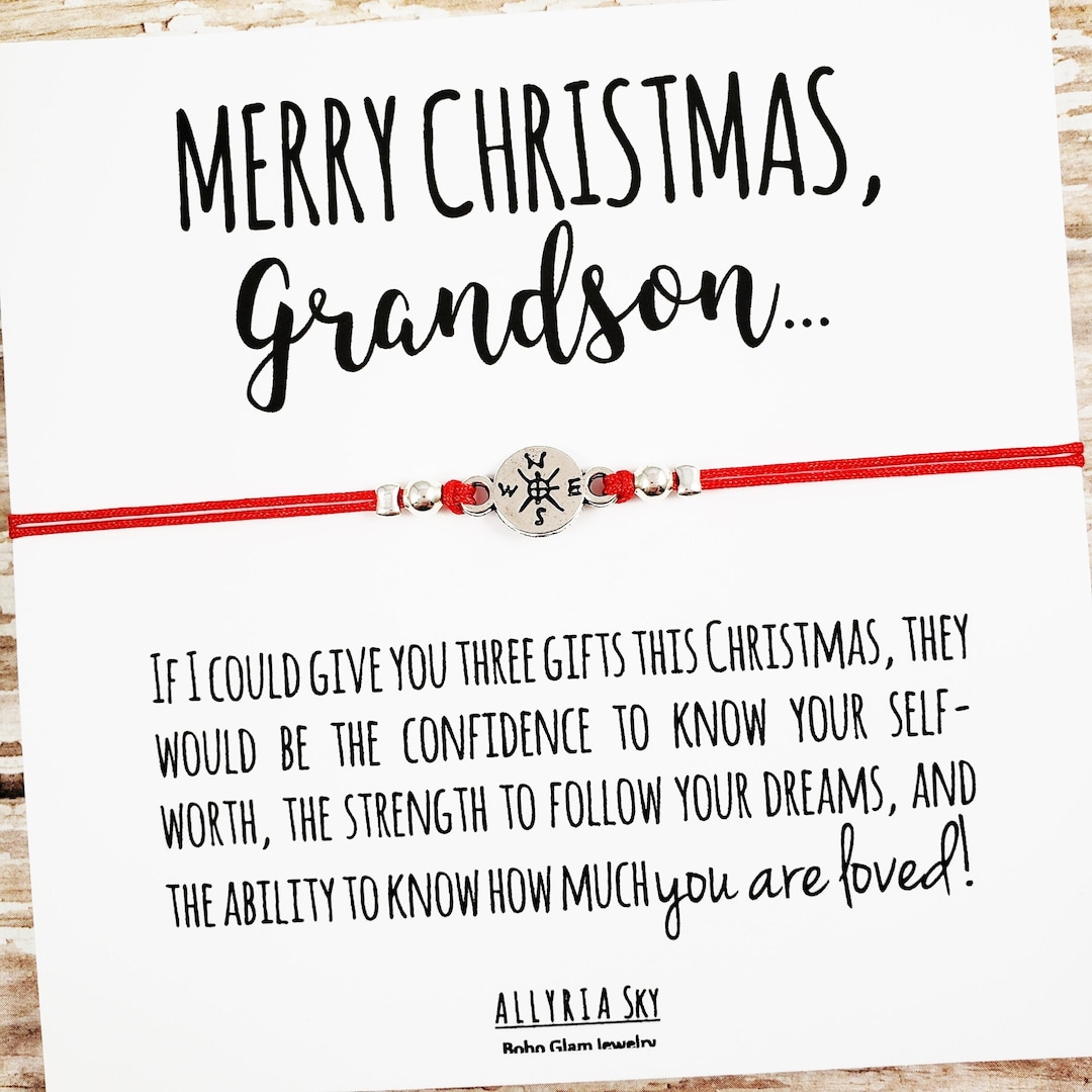 Friendship Bracelet With "merry Christmas, Grandson" Card | Grandson ...