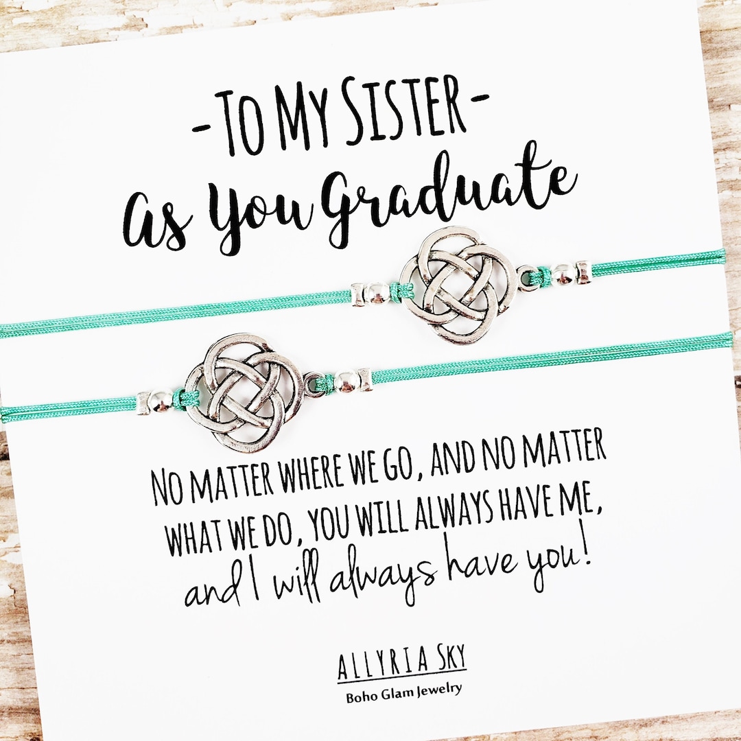 Set of Two Sister Bracelets With Graduation Card | Sister Graduation ...