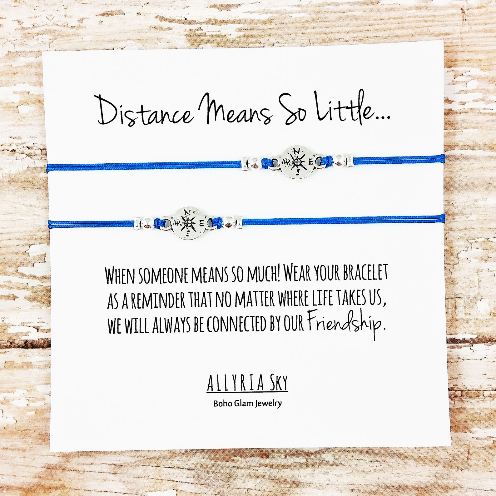 Set of Two Charm Friendship Bracelets With "distance" Card | BFF, Best ...