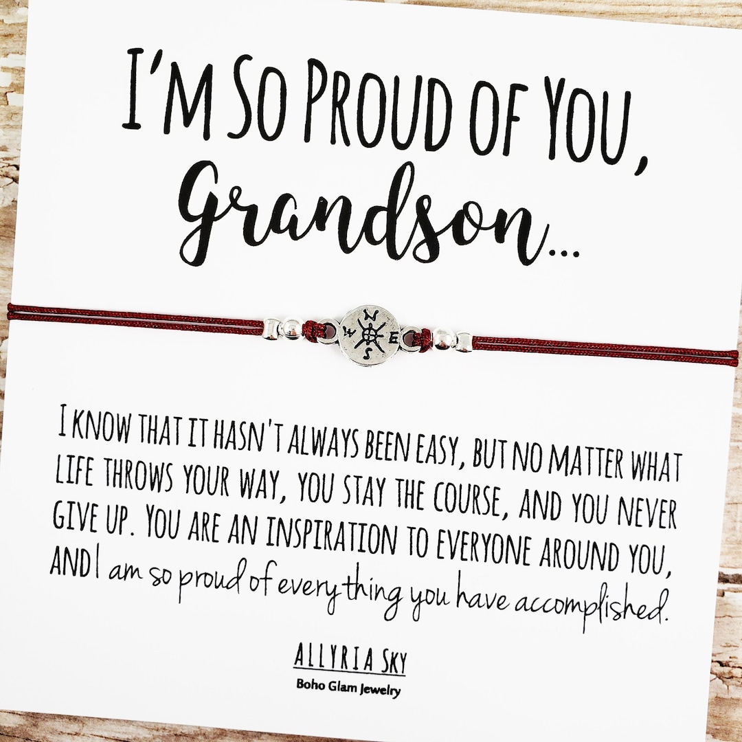 Gift Bracelet With "proud of You Grandson" Card, Grandson ...