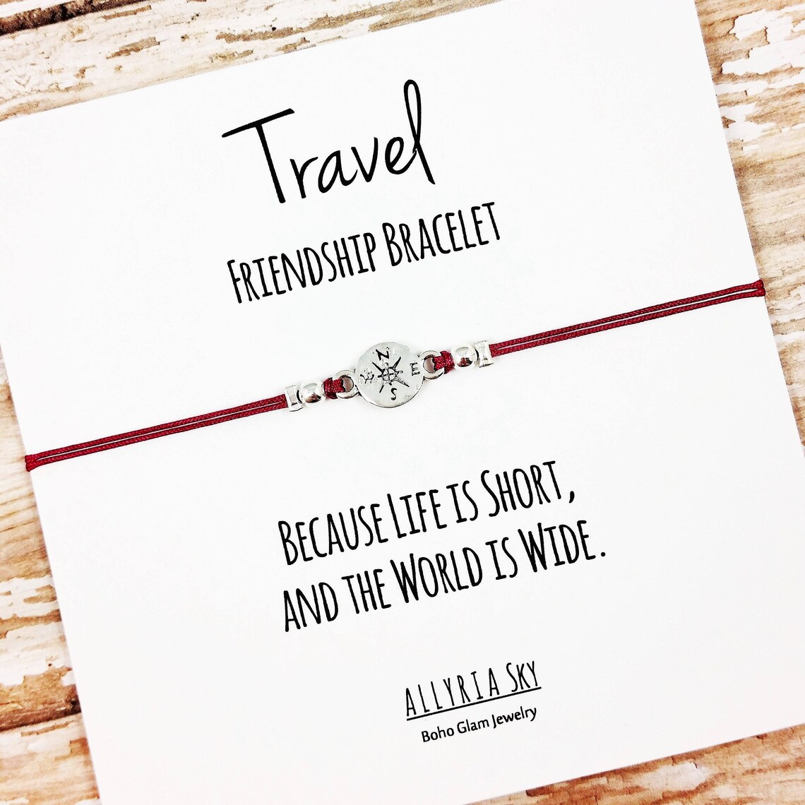 Friendship Bracelet With travel Card Best Friend | Etsy