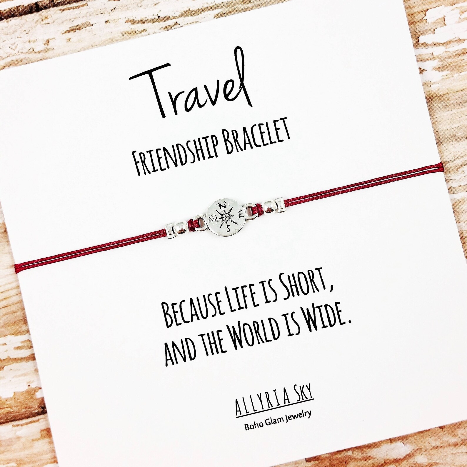 Friendship Bracelet With travel Card Best Friend | Etsy