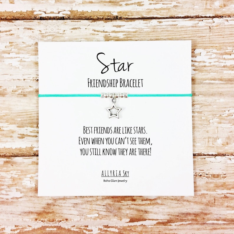 Silver Star Friendship Bracelet With "best Friends Are Like Stars" Card ...