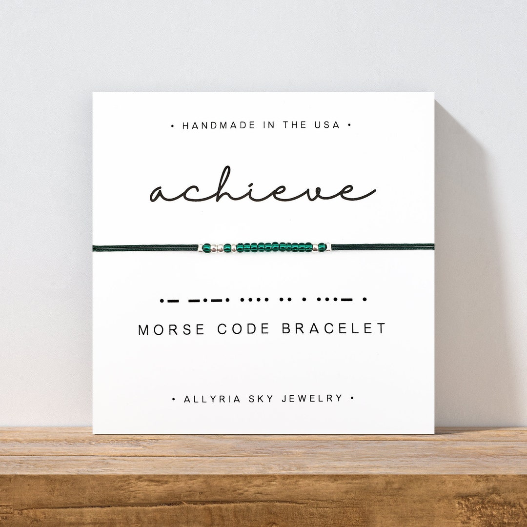 Morse Code "achieve" Gift Bracelet and Card, Back to School Gift, off ...