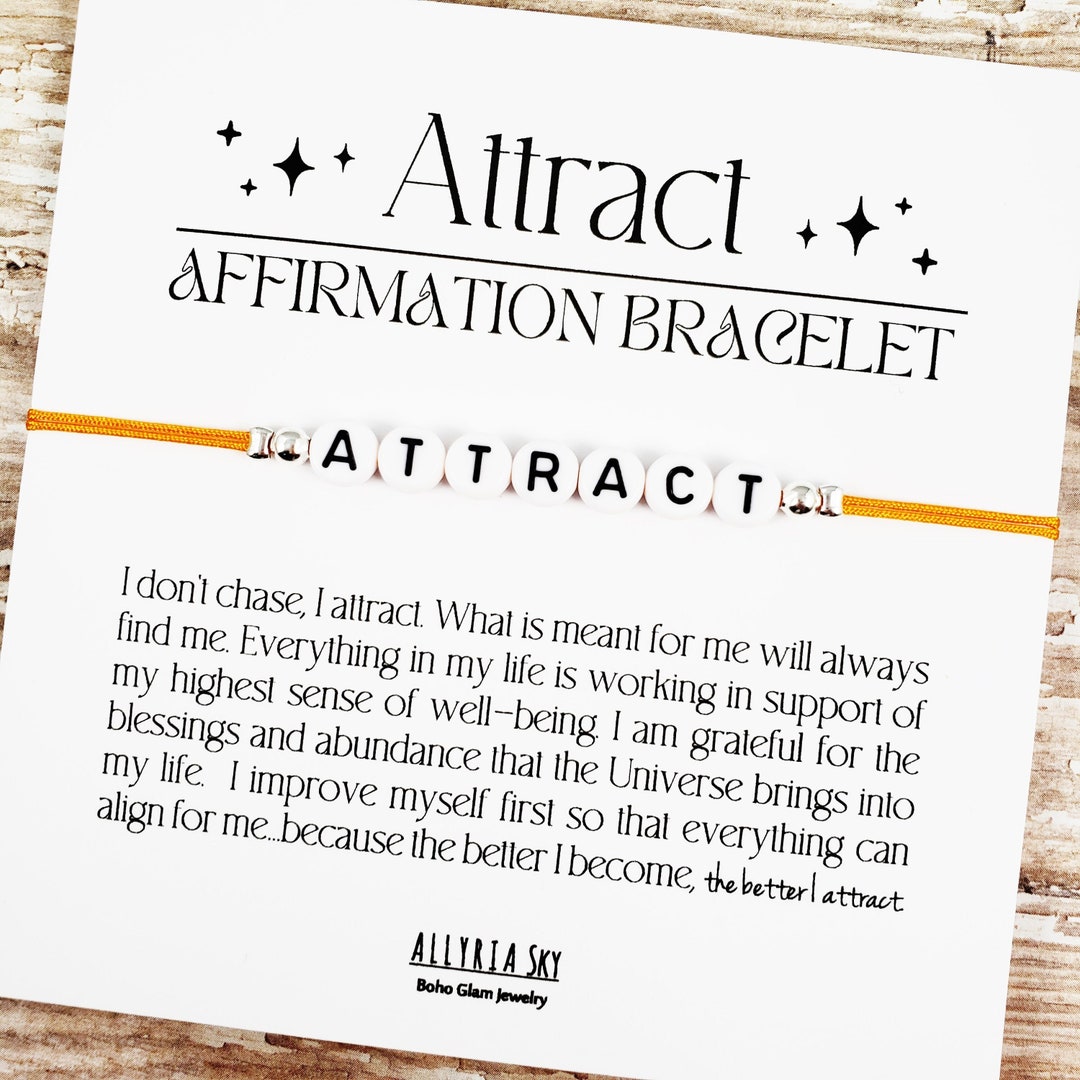 Attract Word Bracelet With Card, Letter Bracelet, Mantra, Manifestation ...