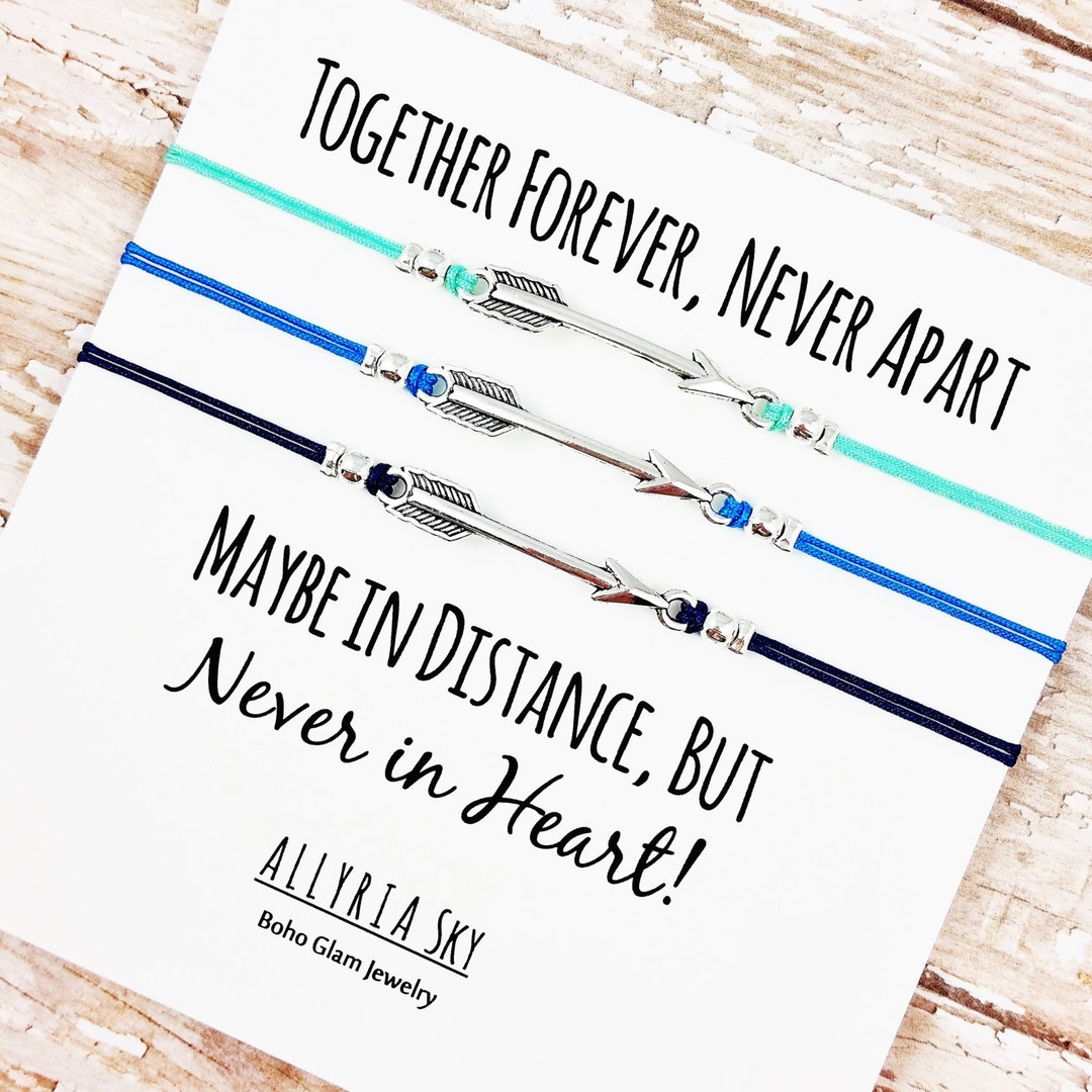 Set of Three Charm Friendship Bracelets With "together Forever" Card ...