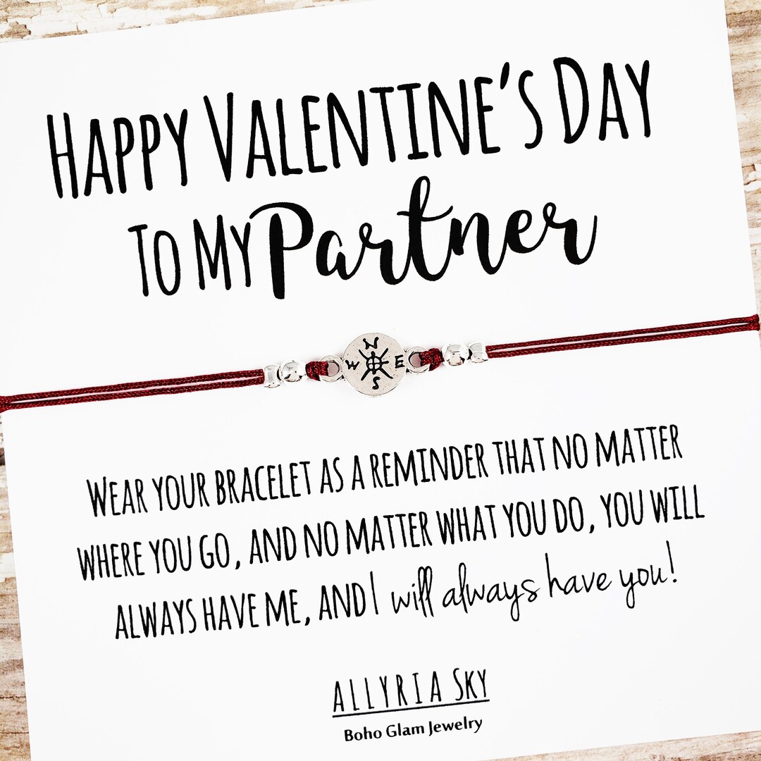 Friendship Bracelet With "happy Valentine's Day to My Partner" Card ...