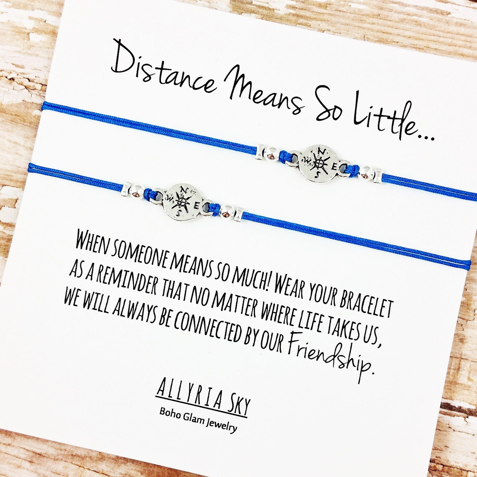 Set of Two Charm Friendship Bracelets With "distance" Card | BFF, Best ...