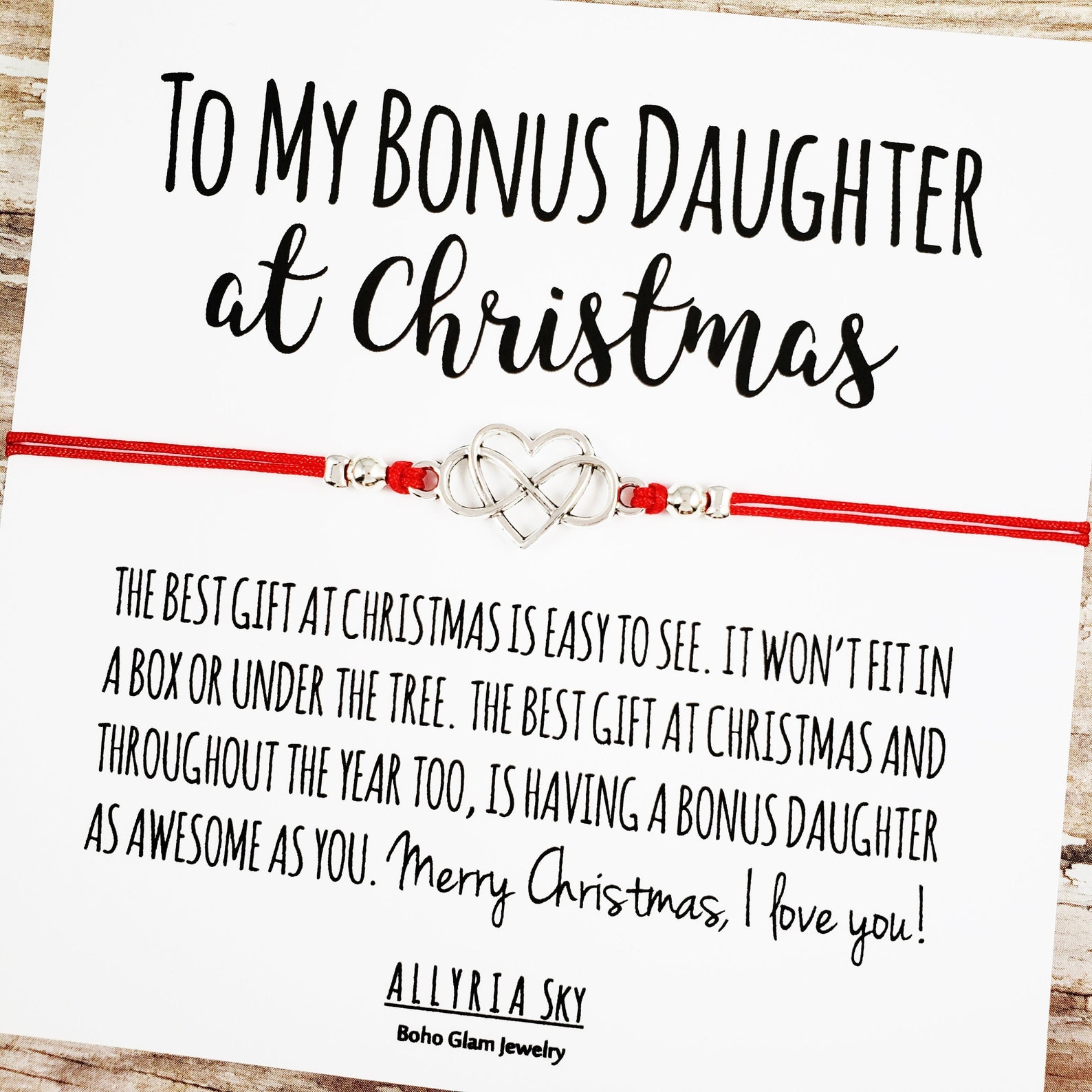 Friendship Bracelet With "to My Bonus Daughter" Christmas Card | Bonus ...