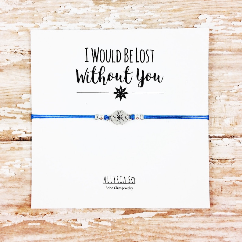 Best Friend Bracelet With "lost Without You" Card | Compass Friendship ...