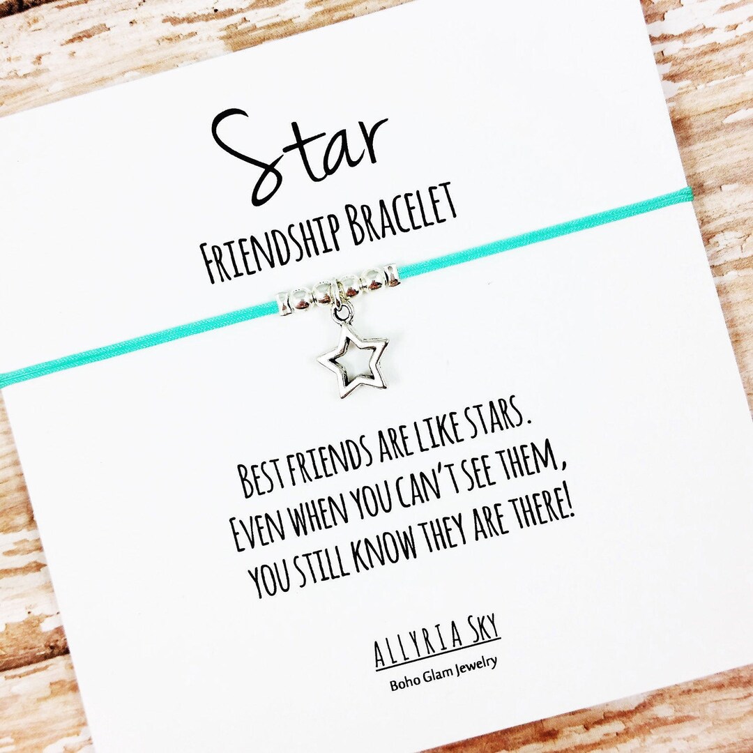 Silver Star Friendship Bracelet With "best Friends Are Like Stars" Card ...
