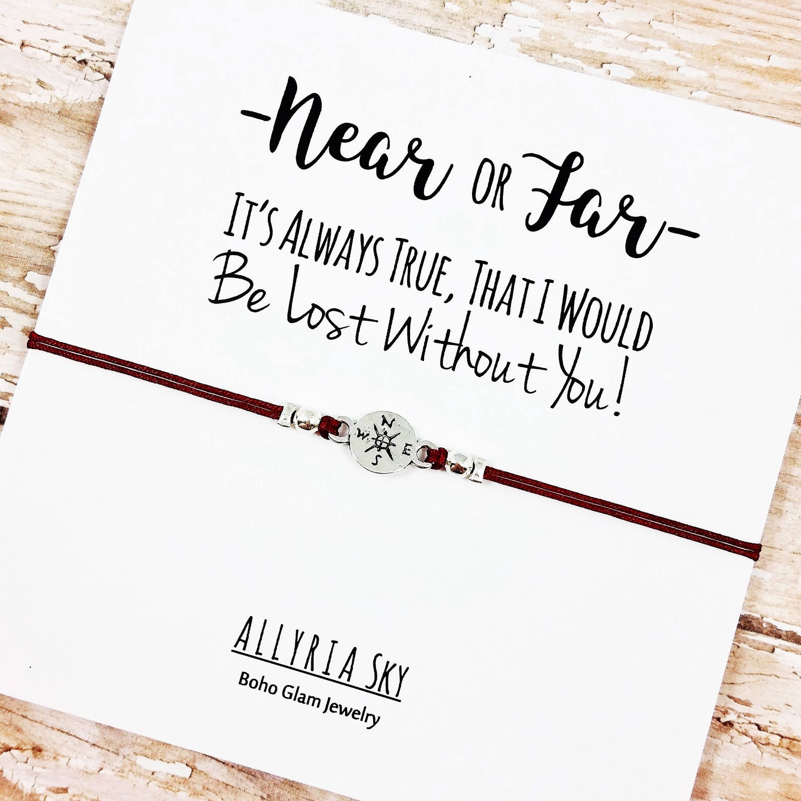 Best Friend Bracelet | Lost Without You Card | Long Distance Friend ...