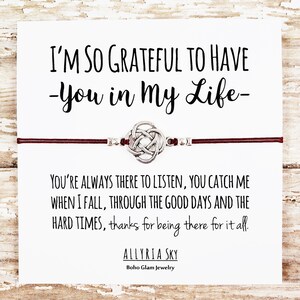 Friendship Bracelet With Grateful for You Card | Thank You Gift ...