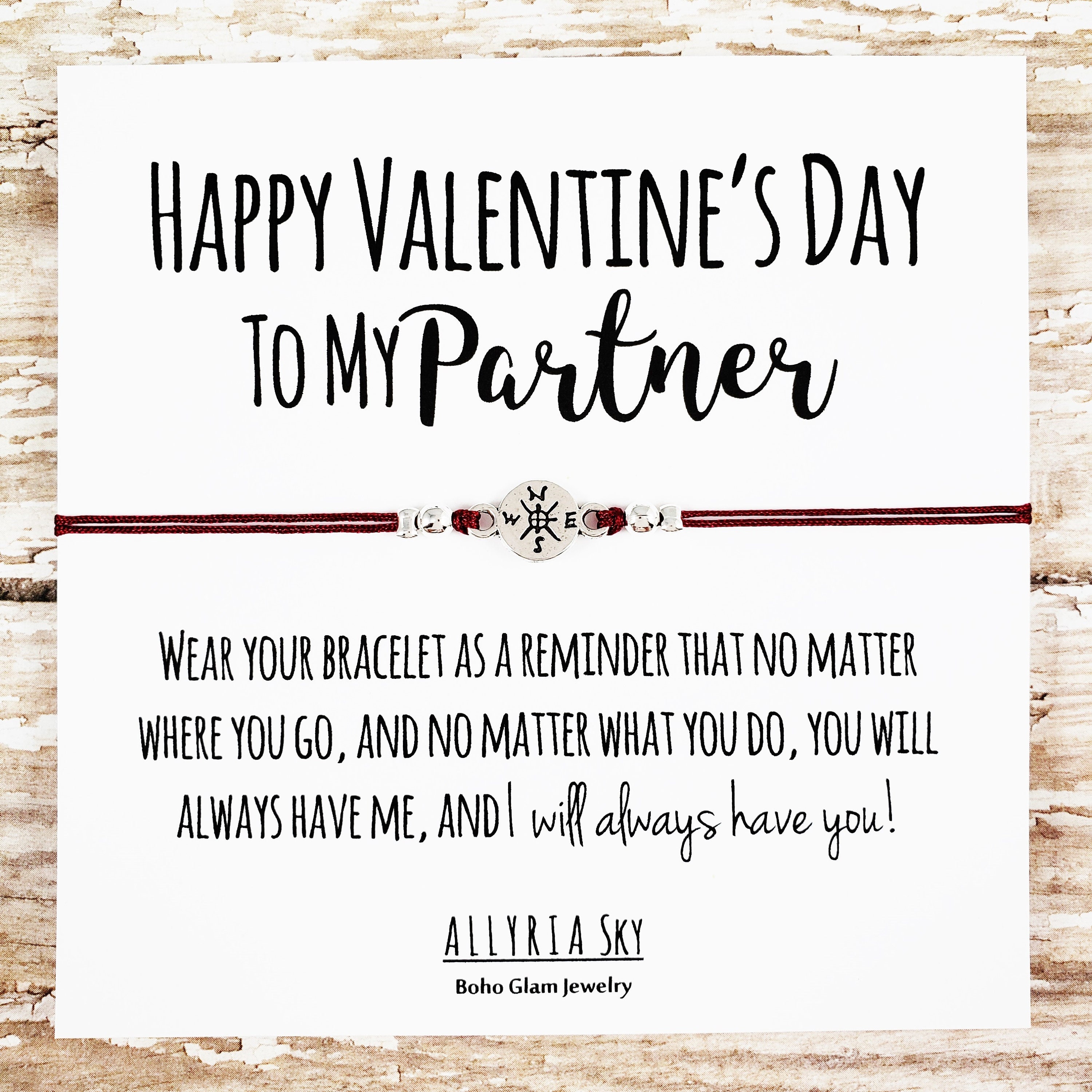 Friendship Bracelet With "happy Valentine's Day to My Partner" Card ...