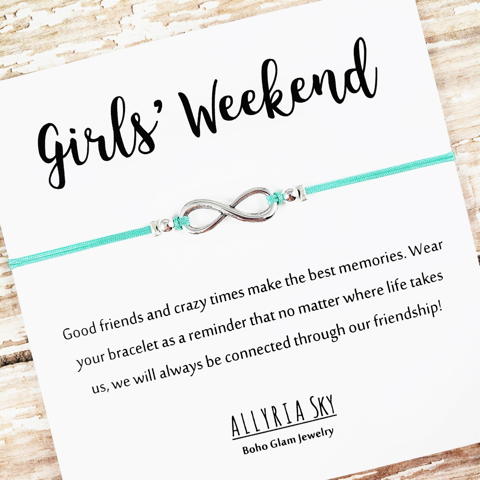 Friendship Bracelet With "girls Weekend" Card | Best Friend Bracelet ...