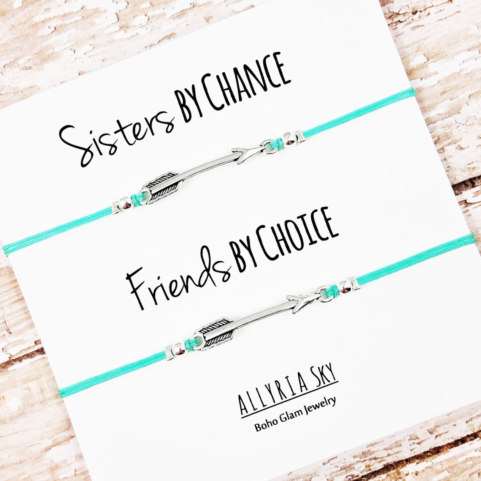 Set of Two Charm Friendship Bracelets With sisters - Etsy