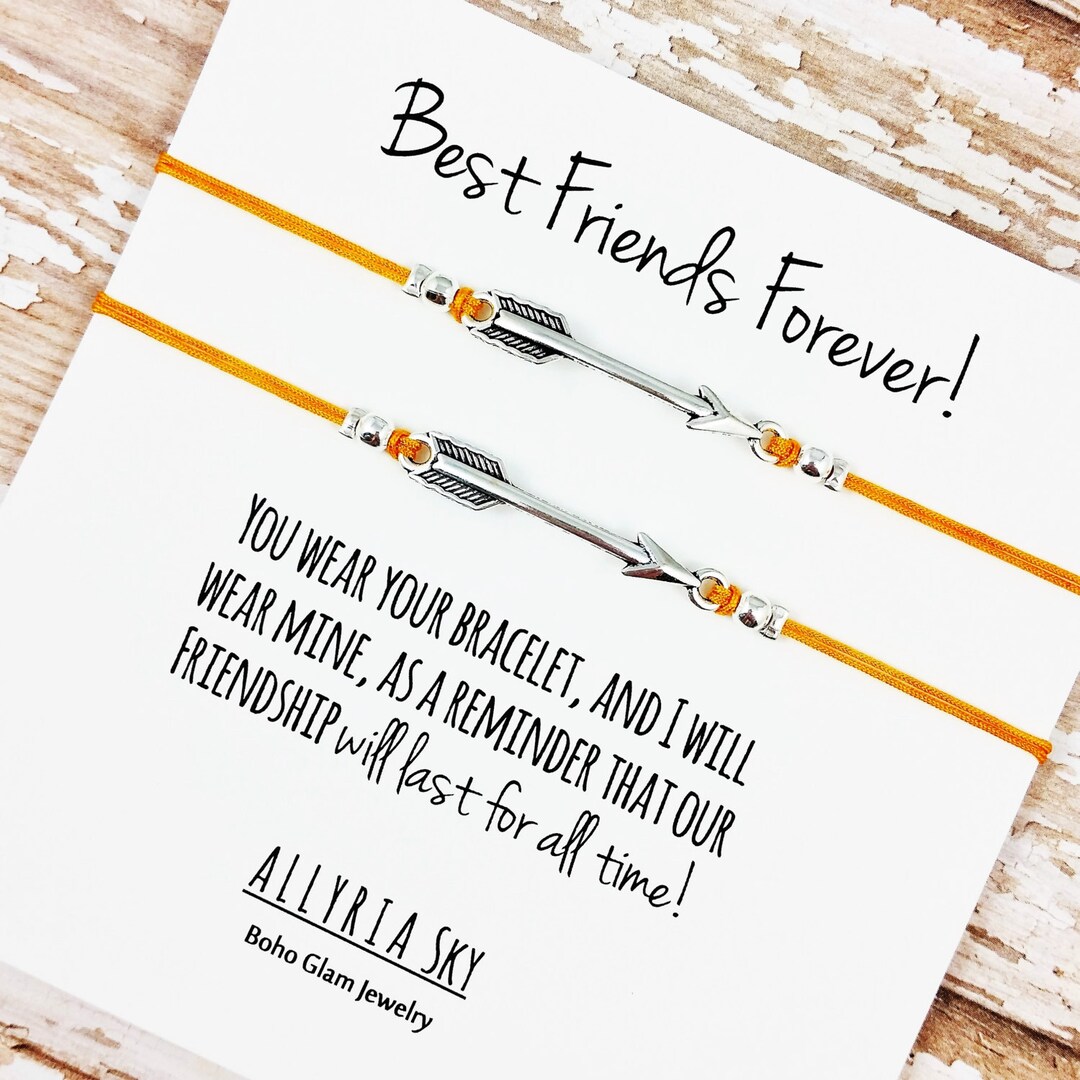 Set of Two Charm Friendship Bracelets With best Friends Forever Card ...