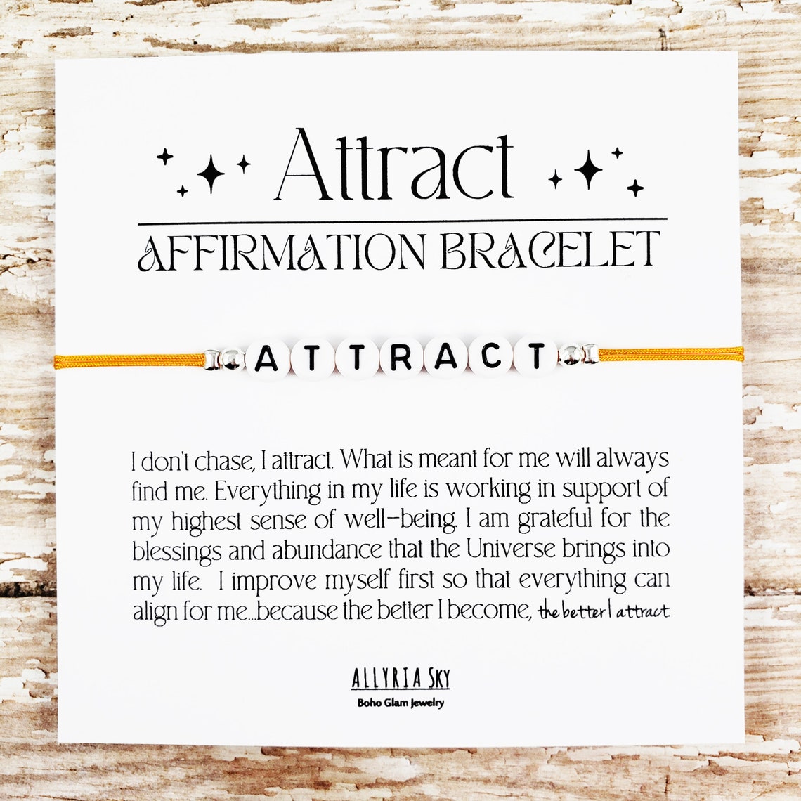 Attract Word Bracelet With Card Letter Bracelet Mantra - Etsy