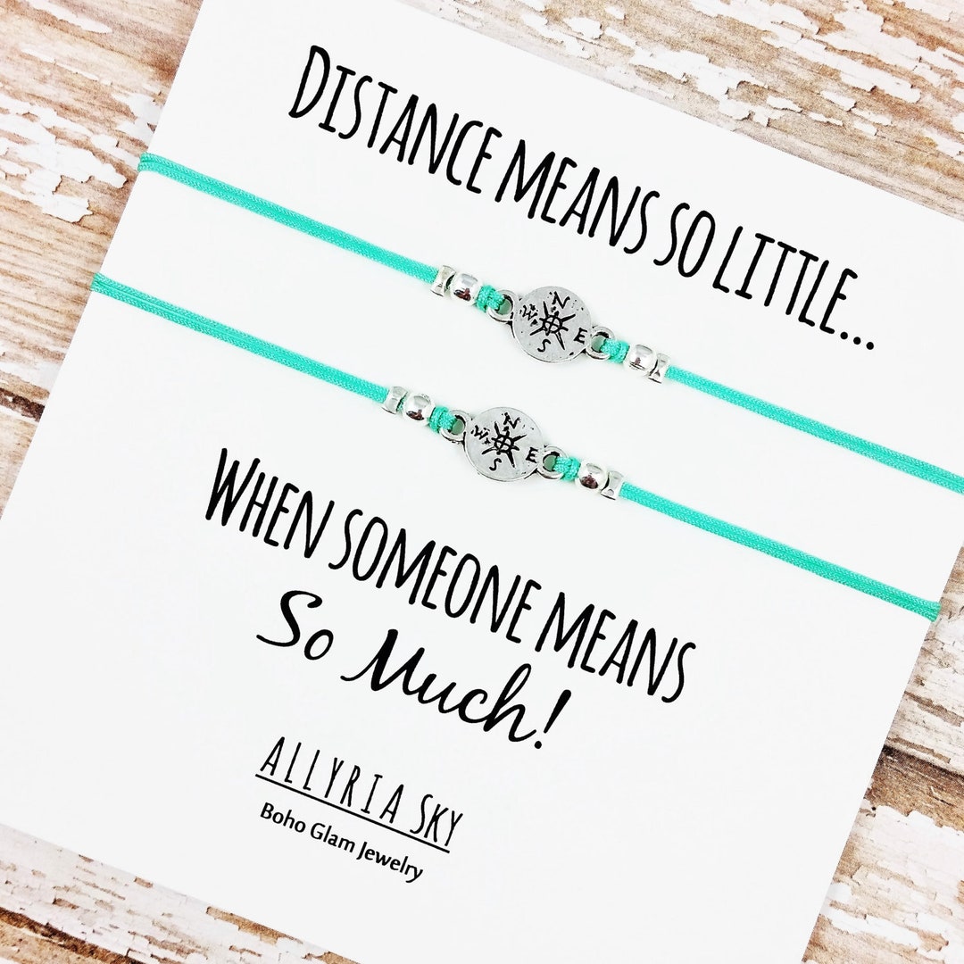 Set of Two Charm Friendship Bracelets With "distance Means so Little ...