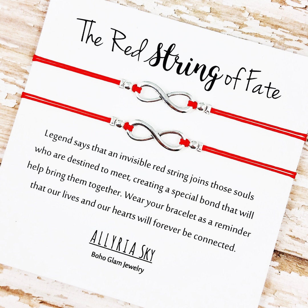 Set of Two Friendship Bracelets With "red String of Fate" Card ...