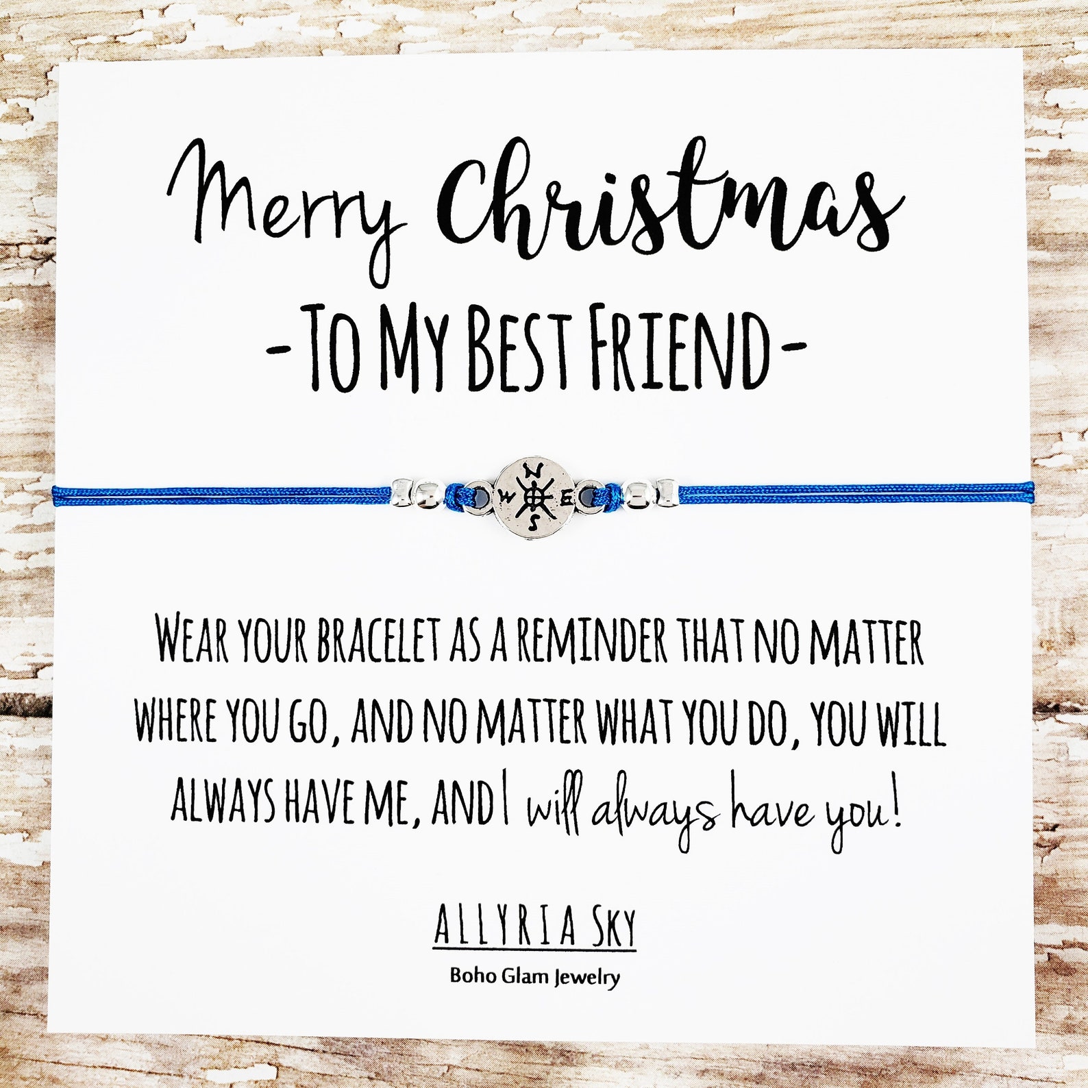 Best Friend Bracelet With merry Christmas Card - Etsy