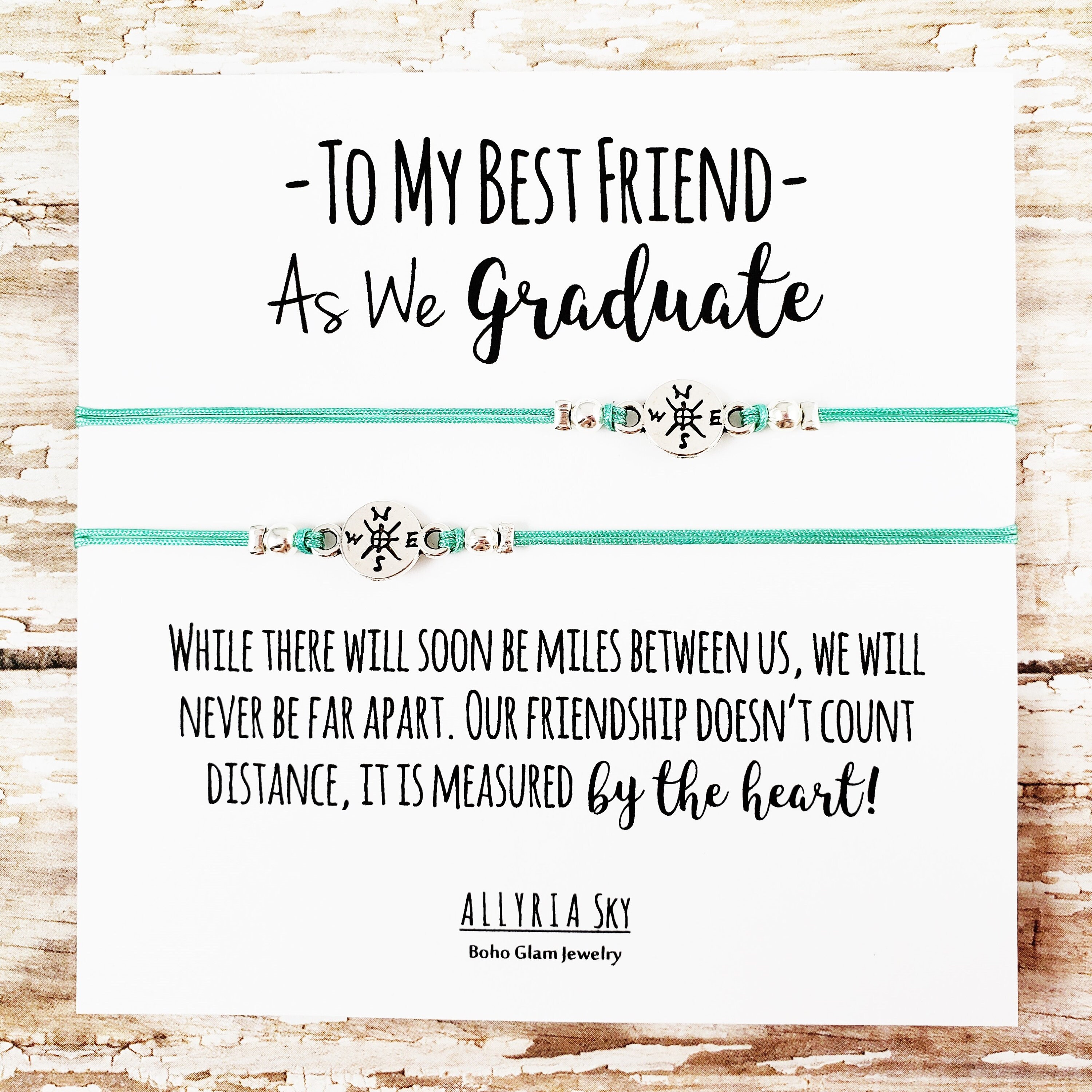 Set of Two Best Friend Bracelets with Graduation Card BFF | Etsy