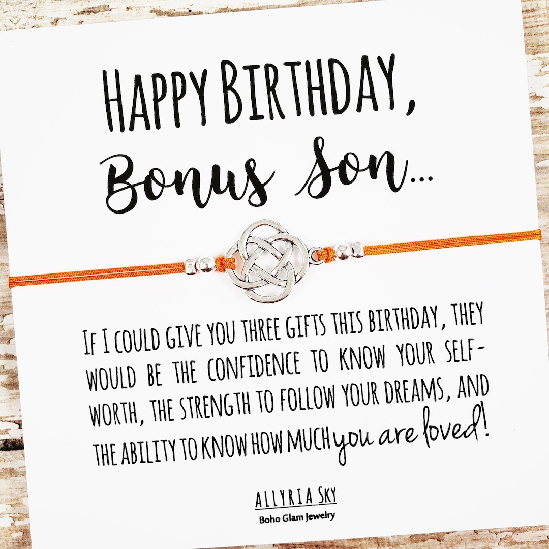 Bonus Son Birthday Gift, Bonus Son Bracelet, Bonus Son Birthday Card ...