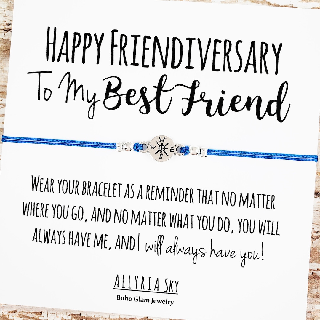Best Friend Bracelet With "friendiversary" Card, Friend Anniversary ...