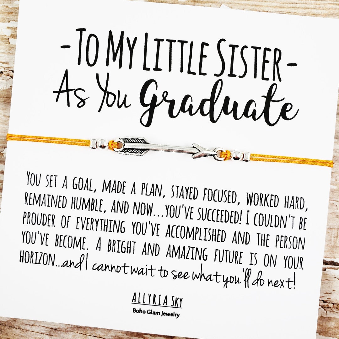 Gift Bracelet With "little Sister" Graduation Card, Little Sister ...