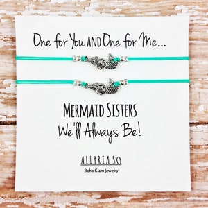 Set of Two Silver Mermaid Friendship Bracelets | Mermaid Jewelry | BFF ...