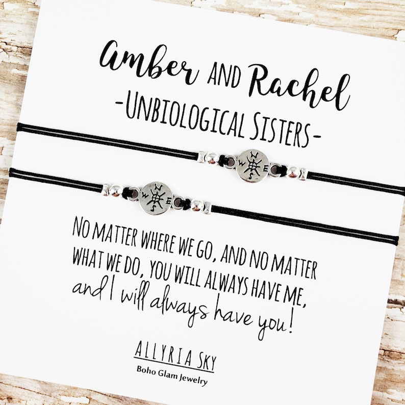 Set of Two Unbiological Sister Friendship Bracelets With Personalized ...