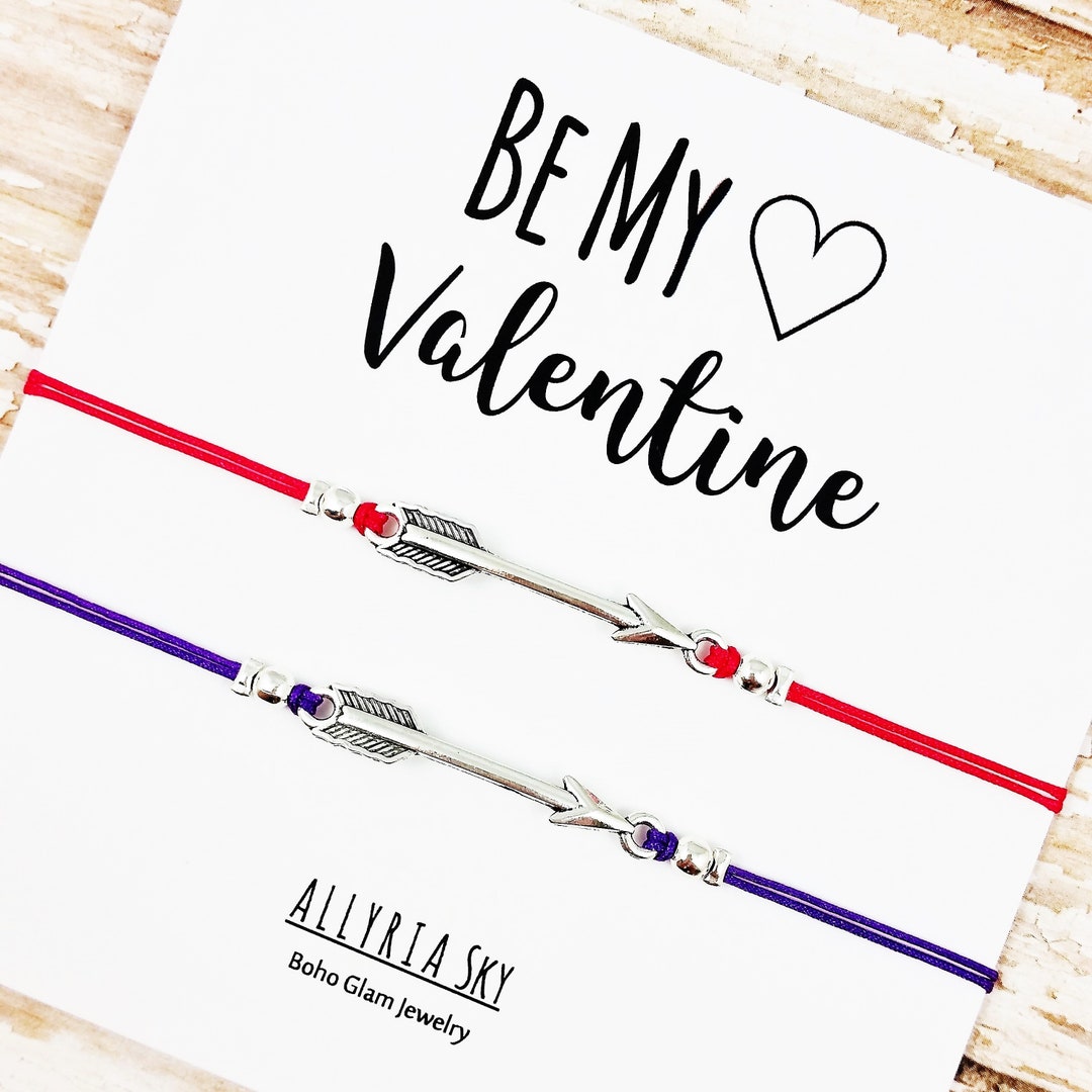 Set of TWO Charm Friendship Bracelets With "be My Valentine" Card ...