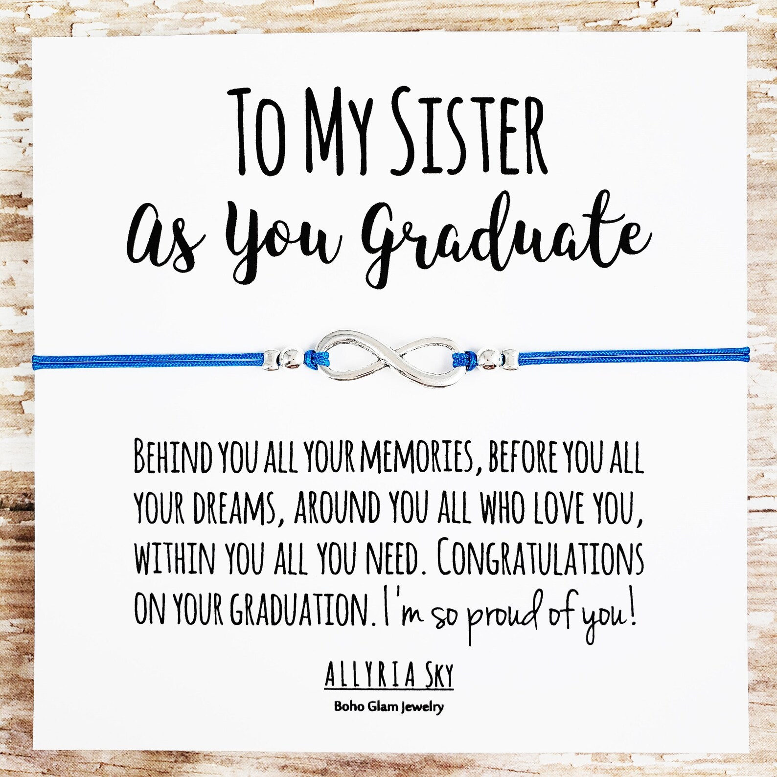 Friendship Bracelet With to My Sister Graduation Card Sister Graduation ...