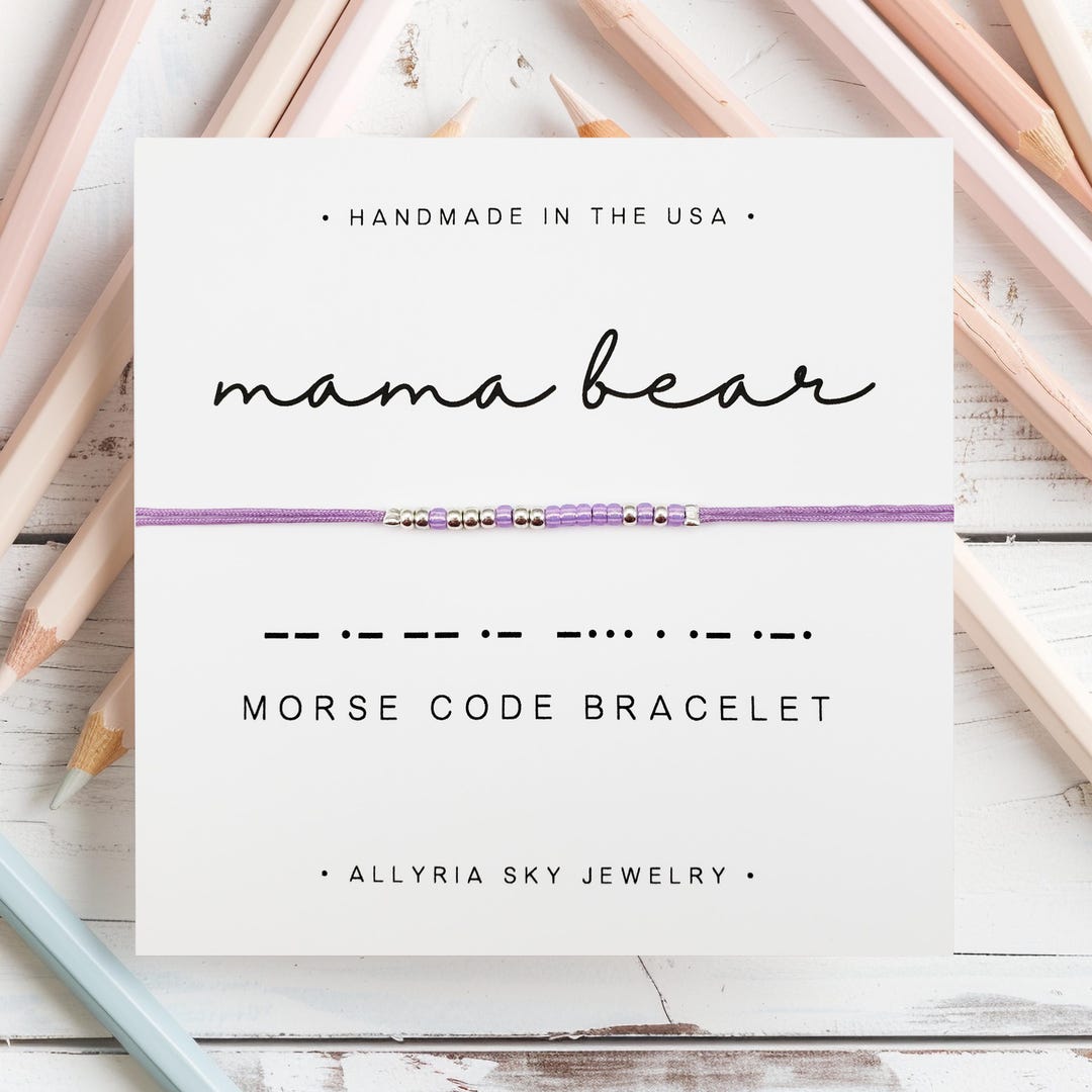 Mama Bear Morse Code Bracelet and Card, Mama Bear Gift, Mama, Mom, Mother Gift Bracelet, Mother ...