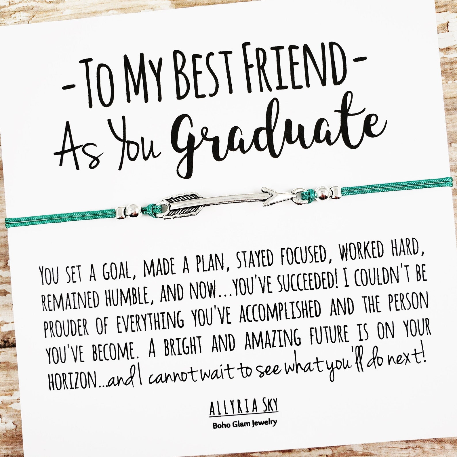 Best Friend Graduation Gift Bracelet and Card, Best Friend Graduation ...