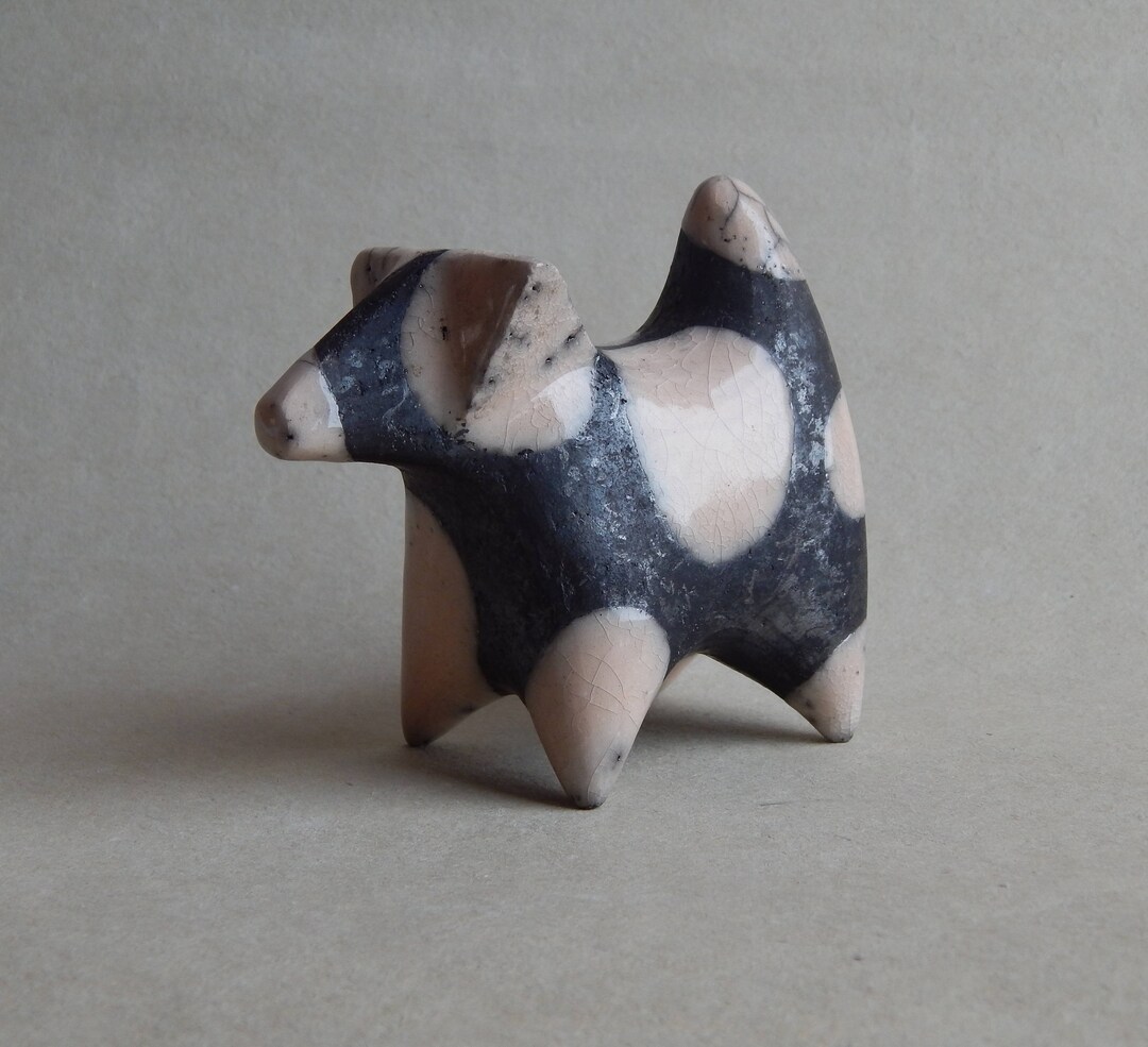 Ceramic Figurine of the Fox Terrier Dog, Raku Ceramics, a Dog Figurine ...