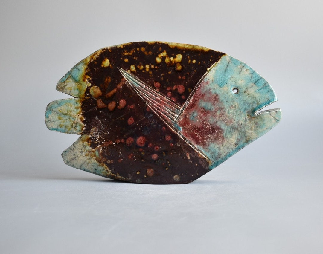 Ceramic Sculpture ancient Fish Pottery Raku Clay - Etsy