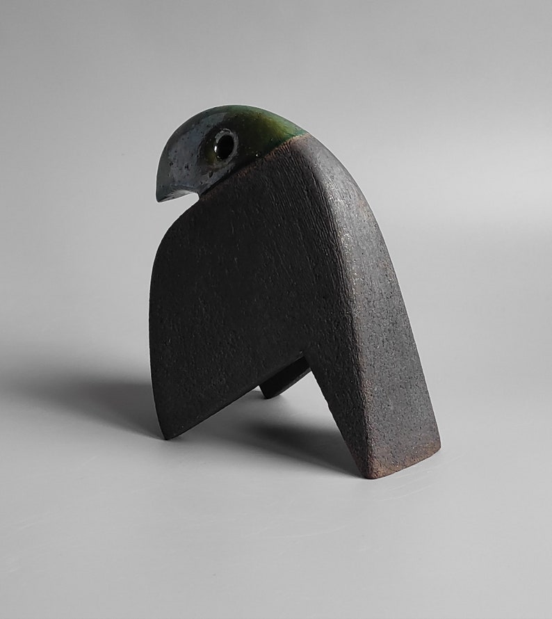 Ceramic Sculpture blue Raven Raku Ceramic | Etsy