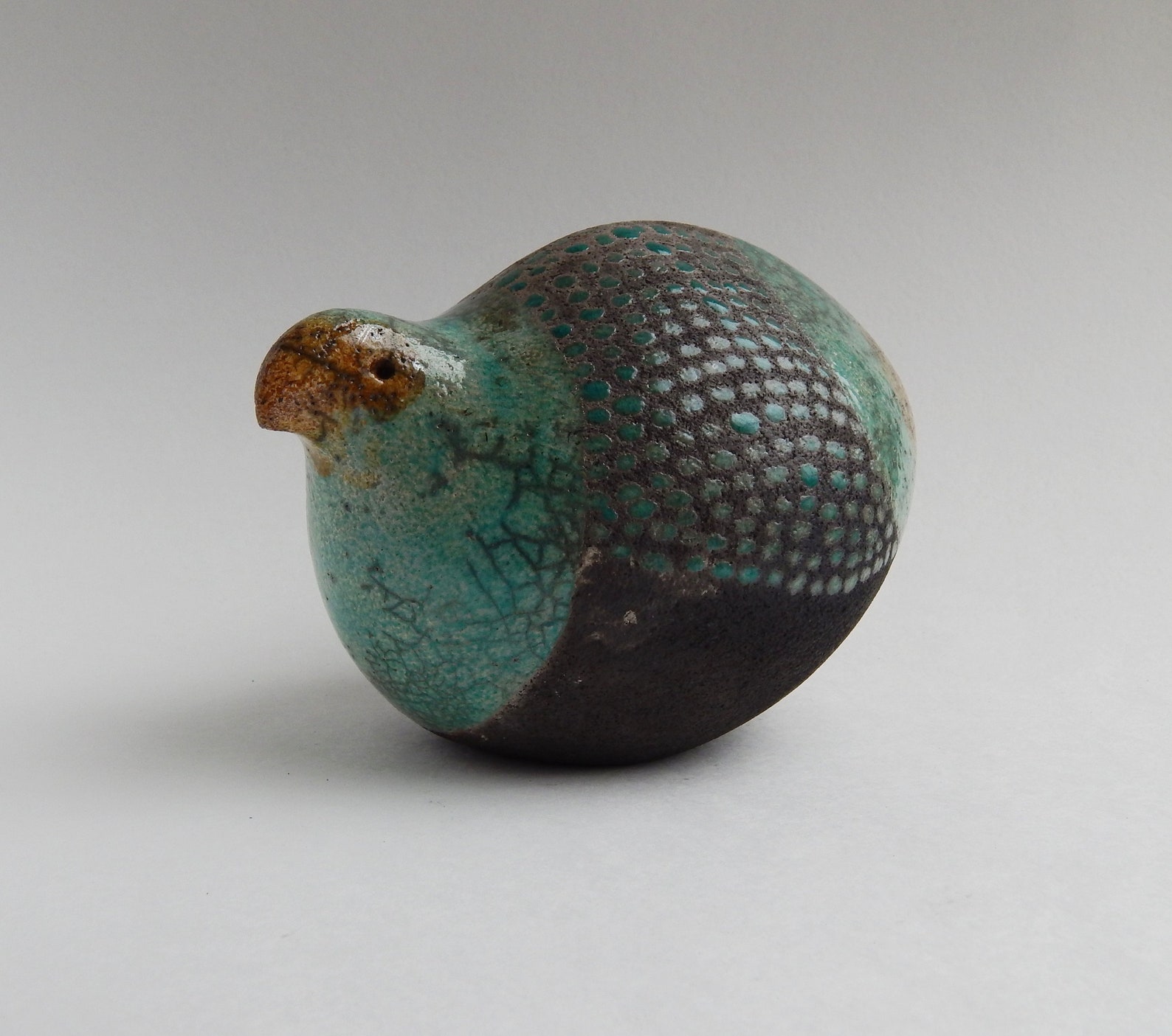 Ceramic sculpture quail Raku pottery blue bird quail | Etsy